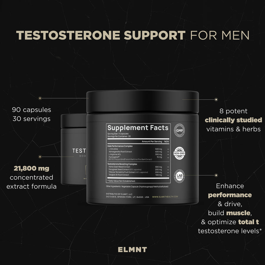 Testosterone Support for Men - 21,800mg Advanced Formula – ELMNT Health